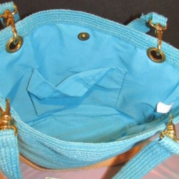 Okpta | Bags | Okpta Tan Blue Paper Straw Tote Bag Handbag | Poshmark